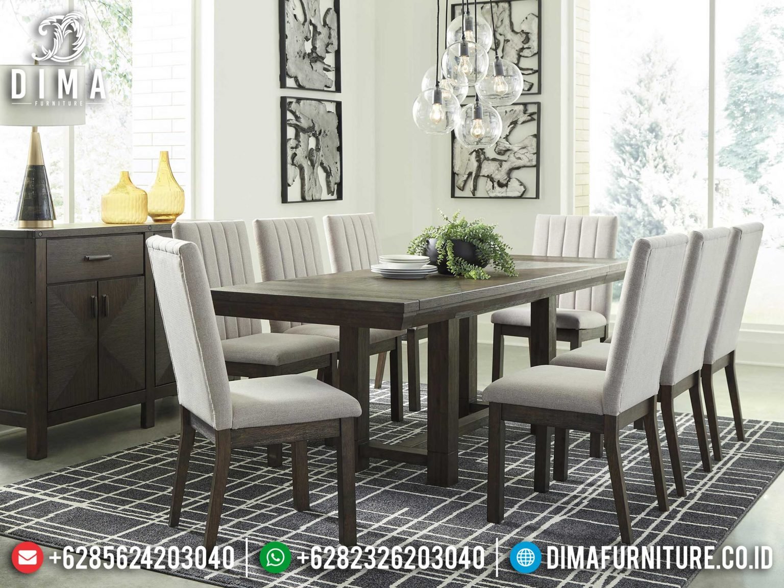 Best Meja Makan Minimalis Modern Natural Color Kayu Jati Perhutani ST-0928