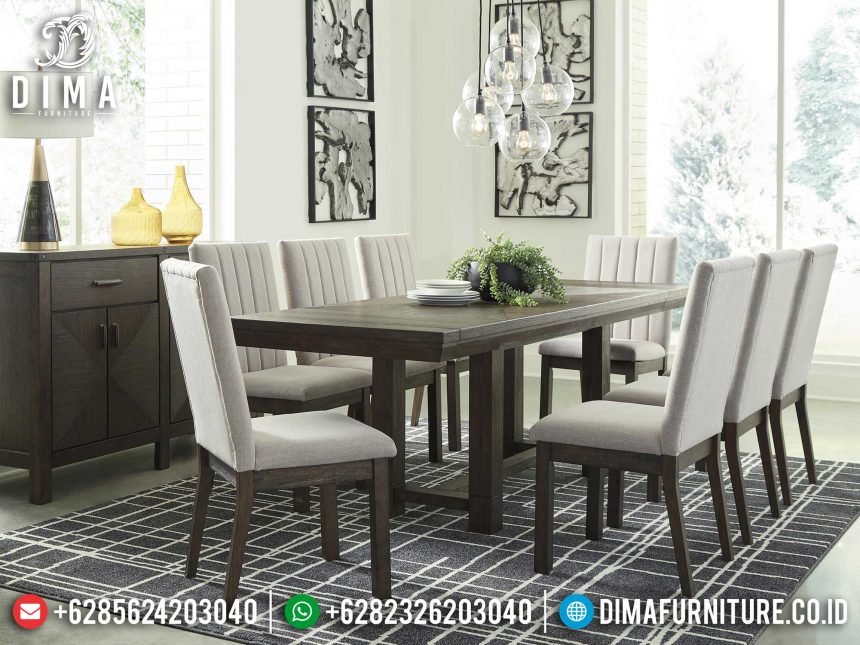 Best Meja Makan Minimalis Modern Natural Color Kayu Jati Perhutani ST-0928