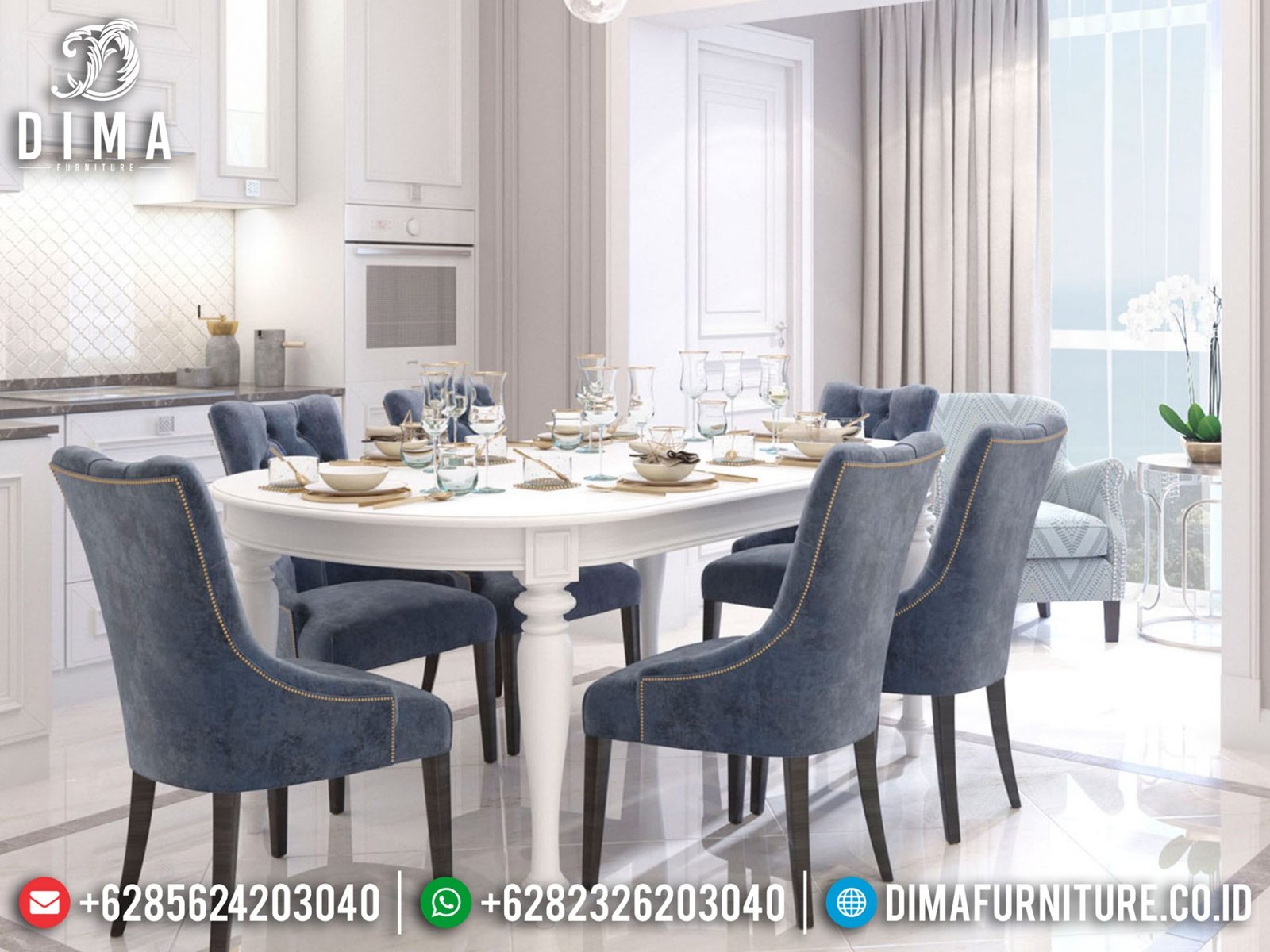 Best Seller Meja Makan Minimalis Modern Soft Beludru Fabric Luxury ...