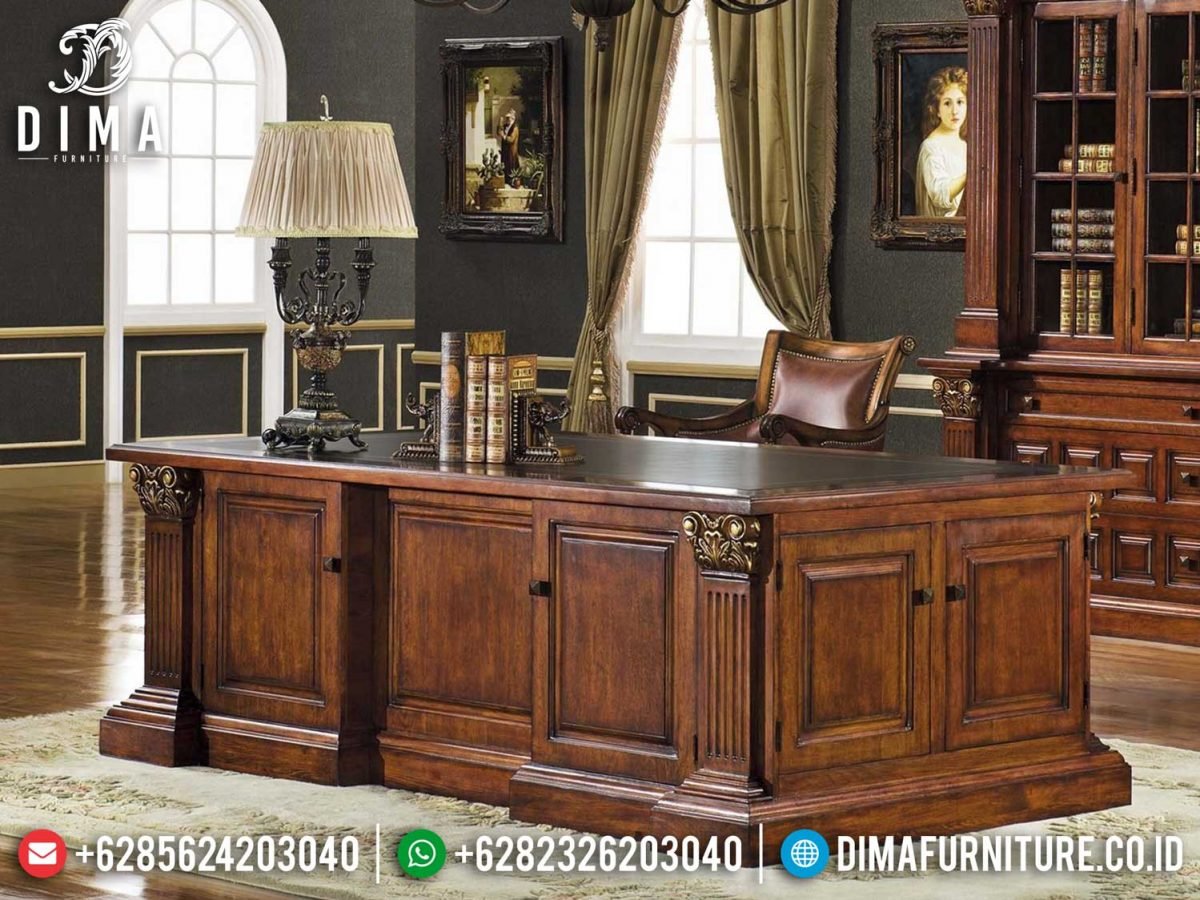 Desain Meja Kerja Minimalis Mewah Classic Natural Jati Perhutani Best ...